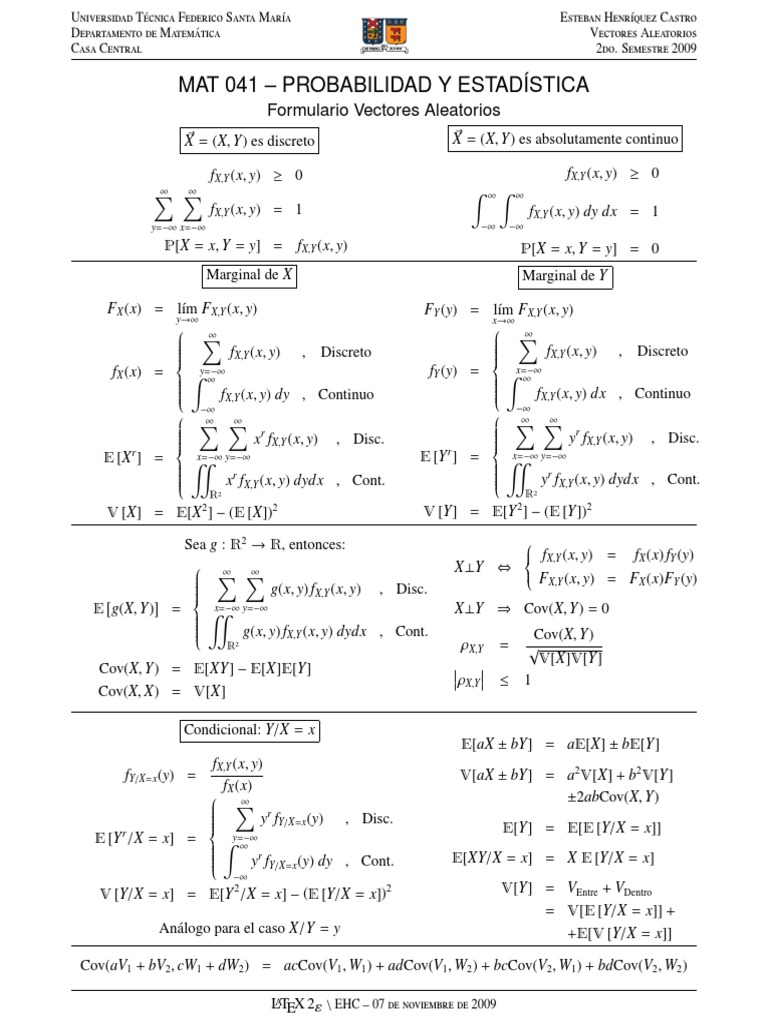 Formulario Vectores PDF | PDF | Distribución normal | Teorías cientificas