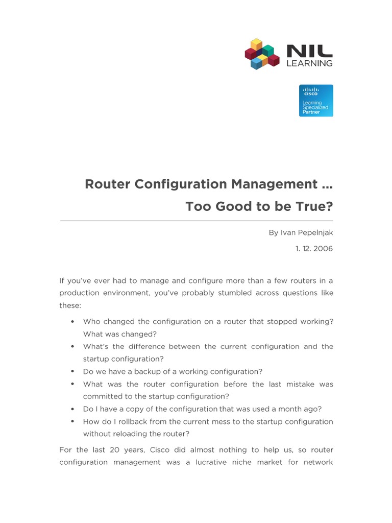Router Configuration Management . | PDF | Internet Protocols ...
