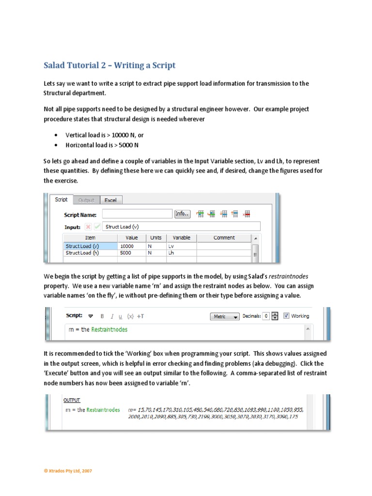 Salad Tutorial 2 - Writing A Script: © Xtrados Pty LTD, 2007 | PDF ...