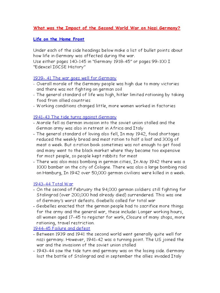 Impact of WWII on Life in Nazi Germany | PDF | Nazi Germany | World War II