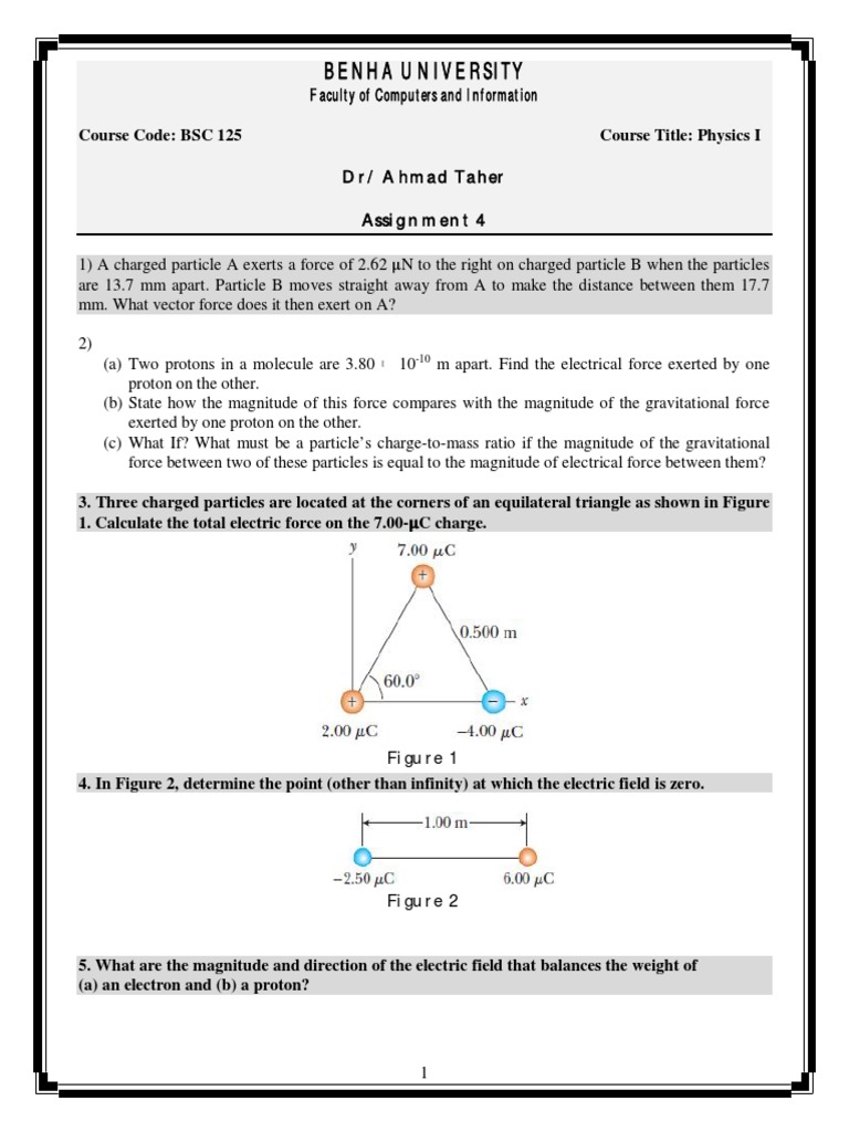 Assignment 4 PDF | PDF | Electric Field | Electric Charge
