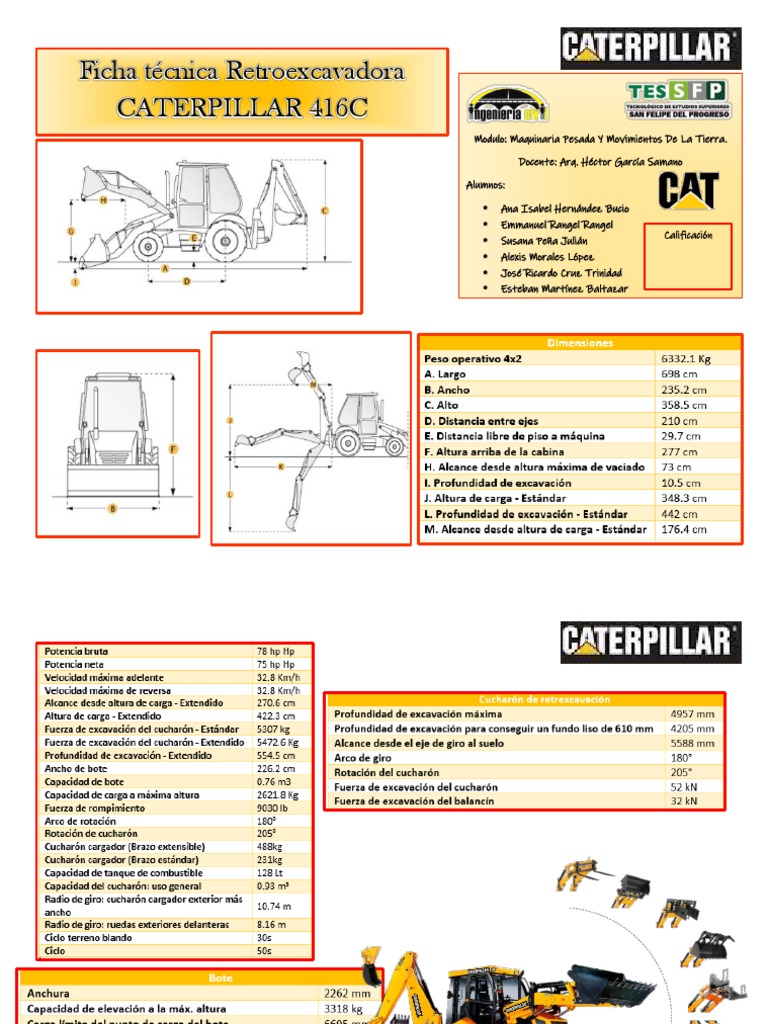 Ficha Técnica Retroexcavadora 416C | PDF