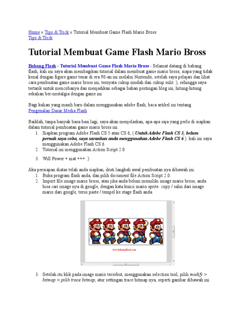 TUTORIAL MEMBUAT GAME MARIO BROTHERS DALAM FLASH | PDF