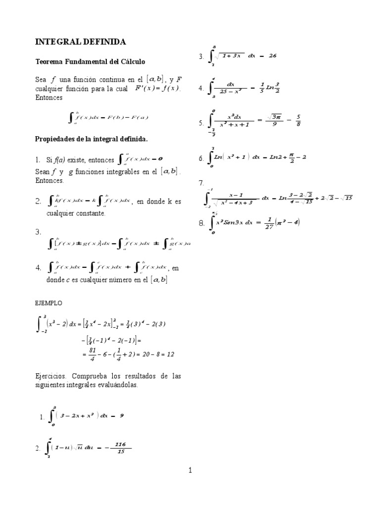 Integral Definida | PDF | Integral | Análisis matemático