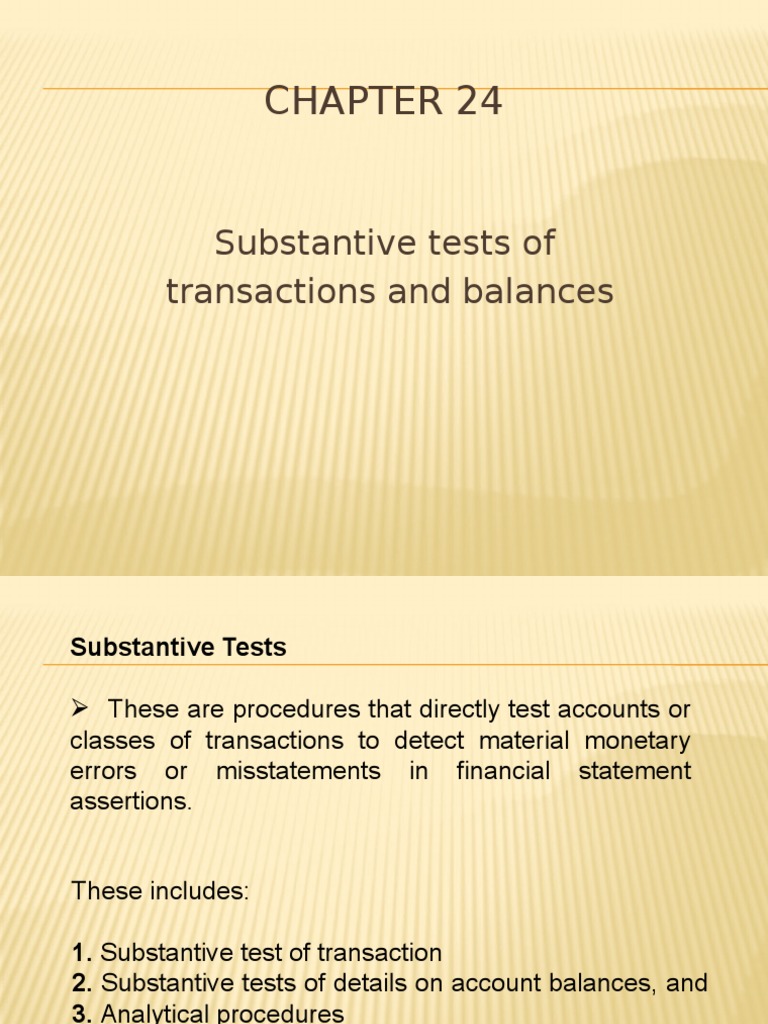Chapter 24 Substantive Tests of Controls and Balances | PDF | Payroll ...