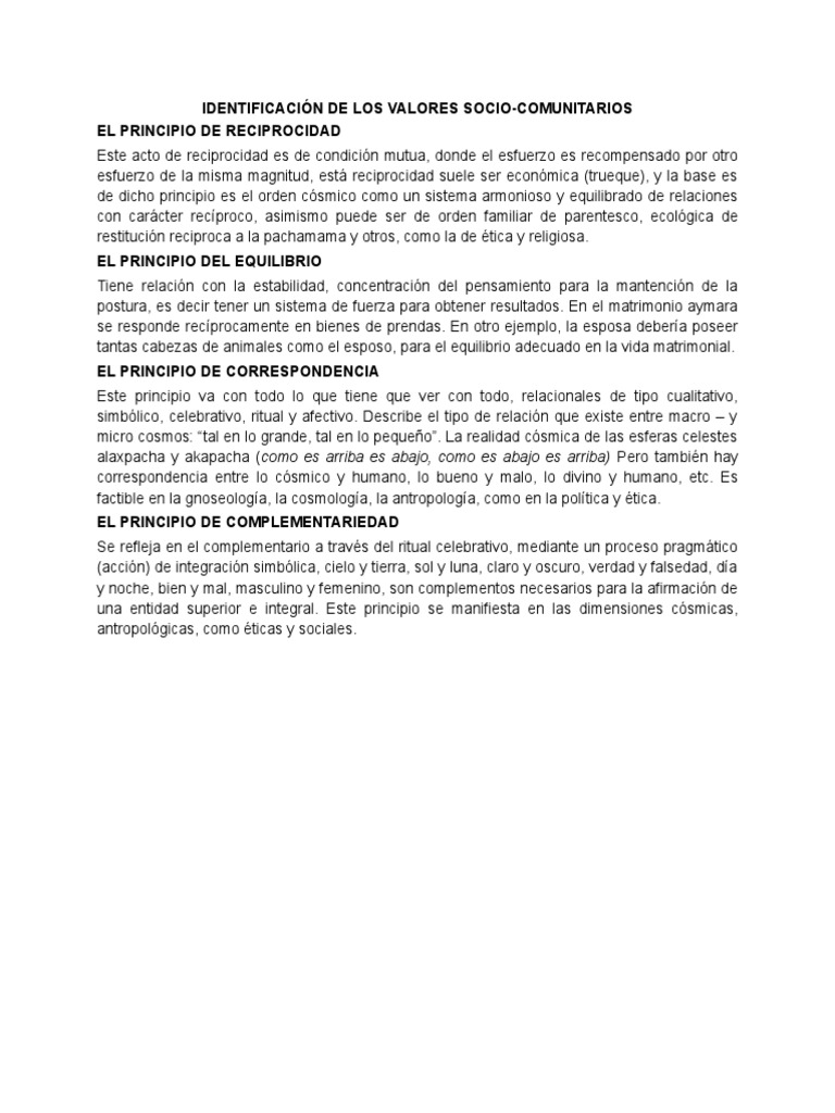 Identificación de Los Valores Socio-Comunitarios | PDF | Homo Sapiens ...