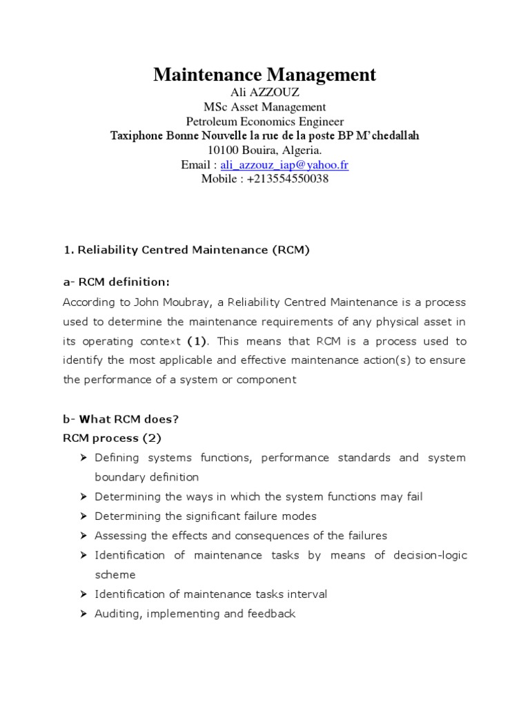 Maintenance Management | PDF | Reliability Engineering | Business