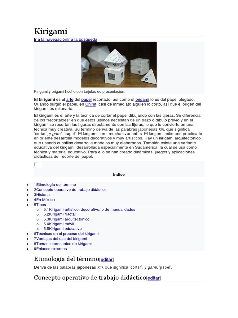 Kirigami | PDF | Arte de papel | Medios de arte
