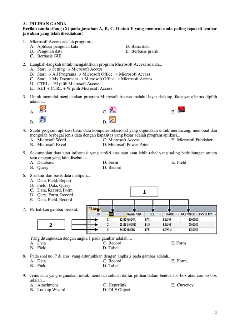 Soal Soal Latihan Ms Access | PDF