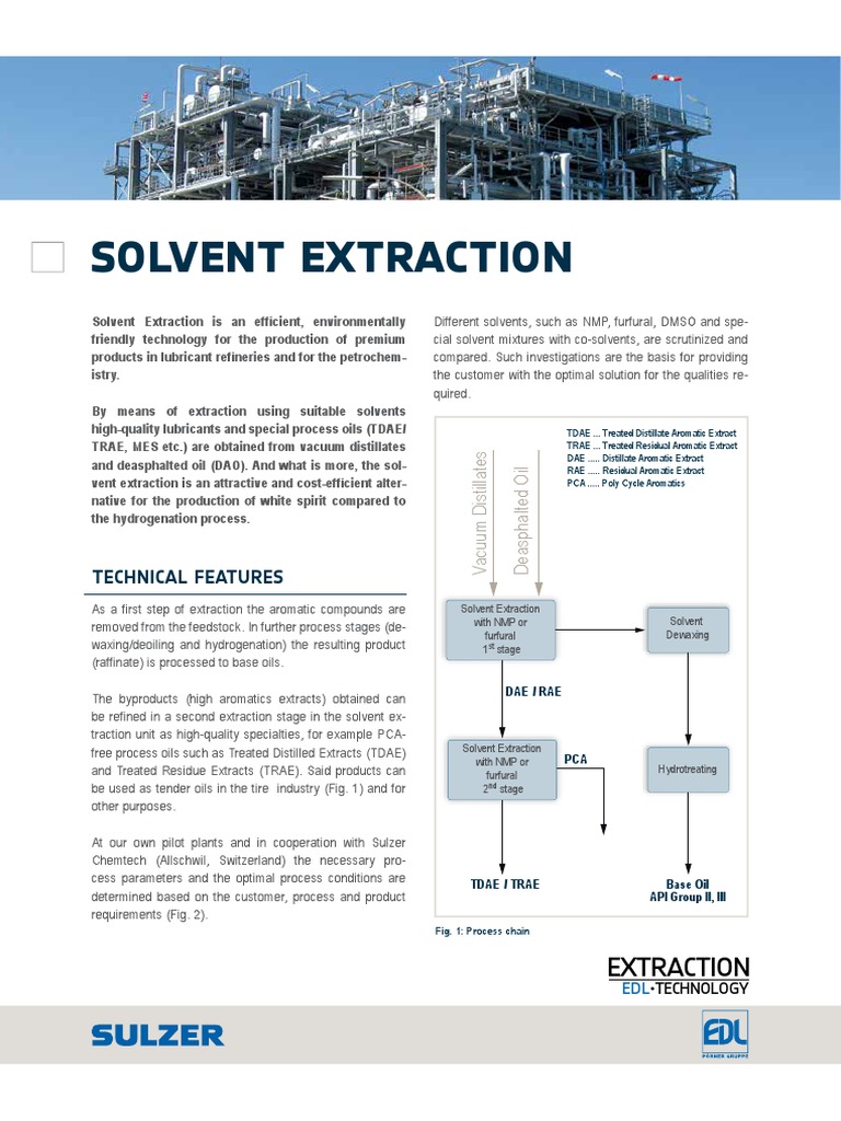 EDL Flyer Solvent Extraction Sulzer en Web | PDF | Distillation | Solvent