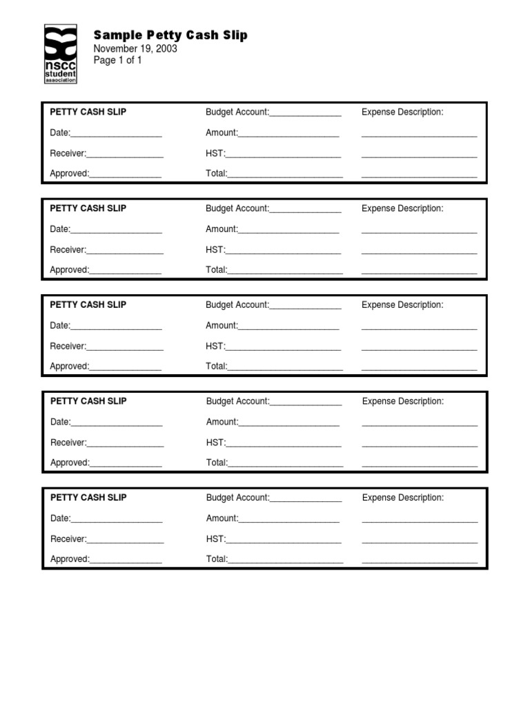 Petty Cash Slip | PDF