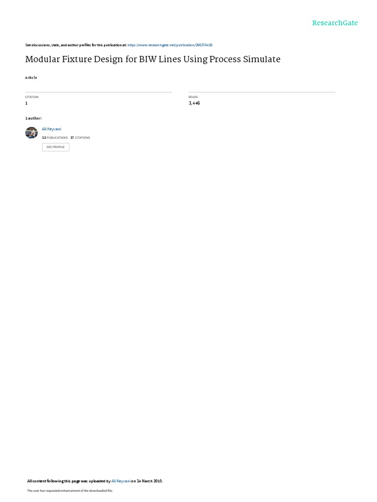 Modular Fixture Design For BIW Lines Using Process PDF | PDF ...