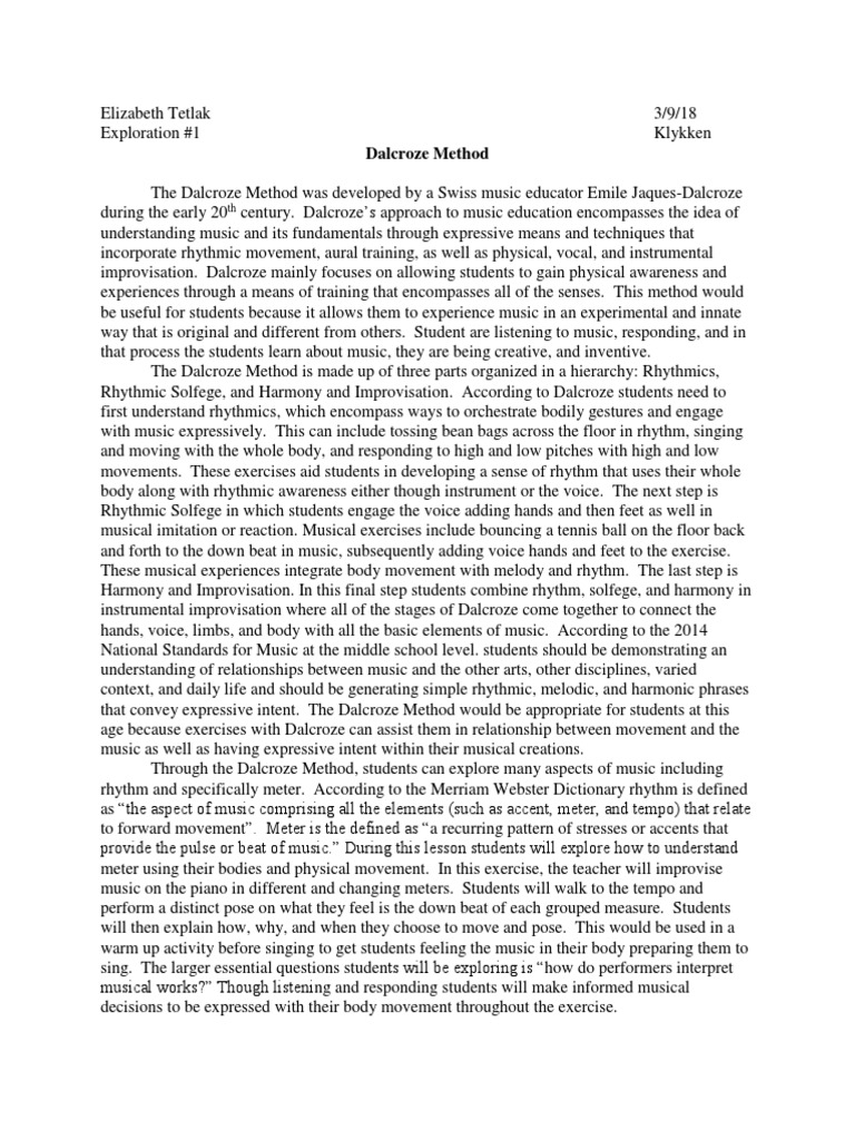 Dalcroze Method | PDF | Rhythm | Sound