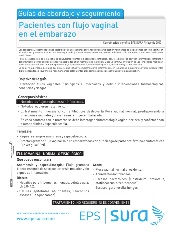 Flujo - Vaginal en El Embarazo PDF | PDF | El embarazo | Especialidades ...
