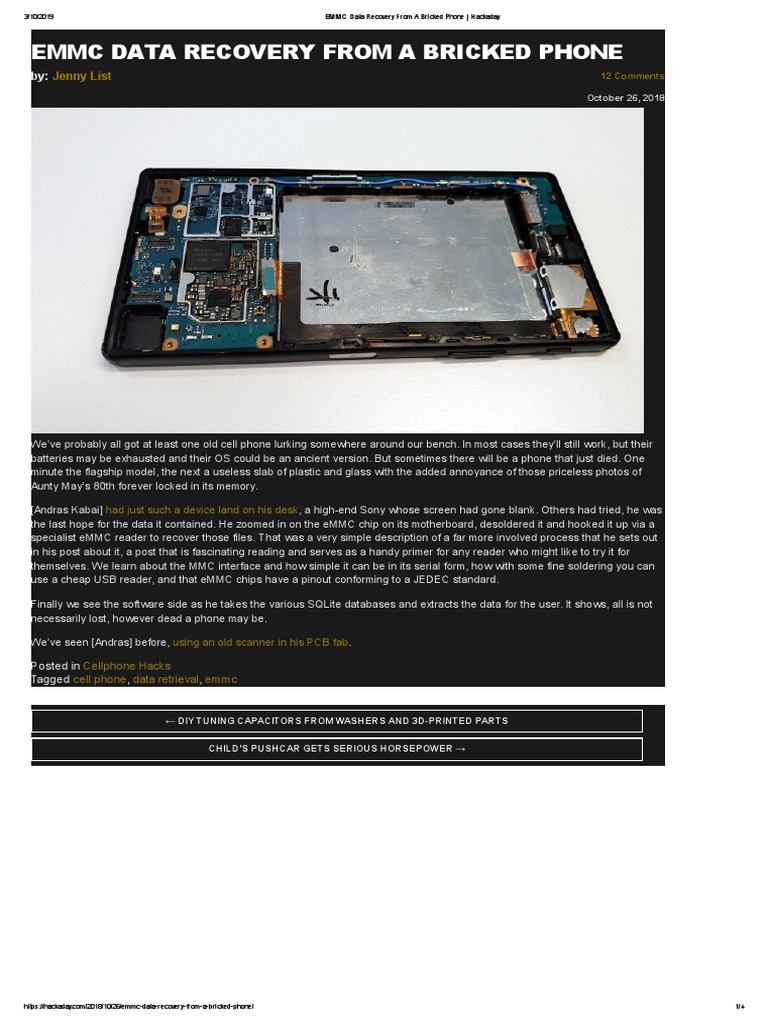EMMC Data Recovery From A Bricked Phone - Hackaday | PDF | Electronics ...