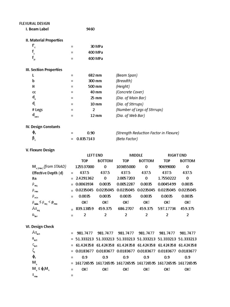 I. Beam Label II. Material Properties | PDF | Concrete | Structural ...