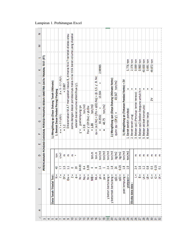 Excel Calculation Appendix | PDF