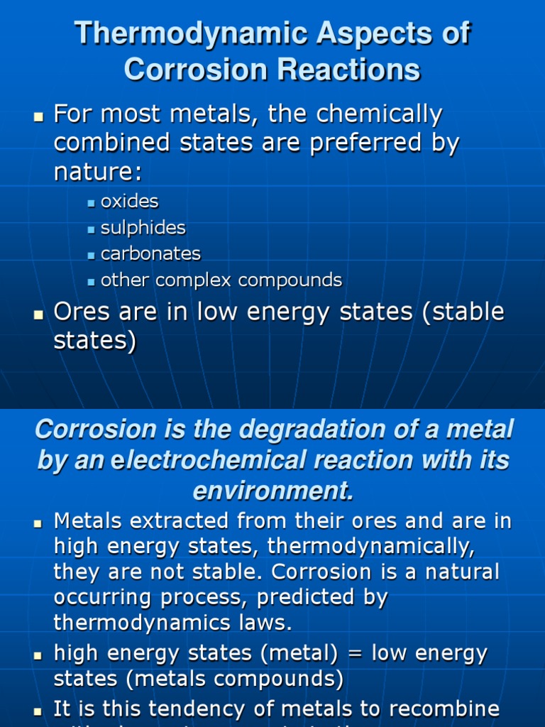 Lecture 2. Thermodynamic Aspect of Corrosion Reactions | PDF ...