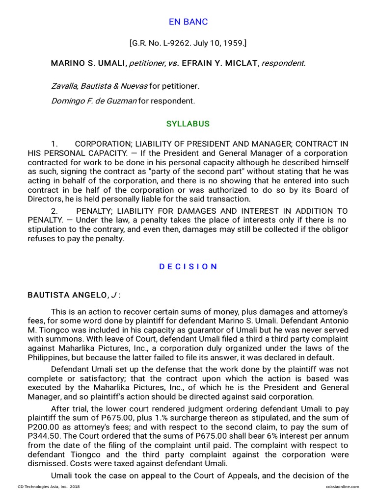 50) Umali v. Miclat | PDF | Judgment (Law) | Damages
