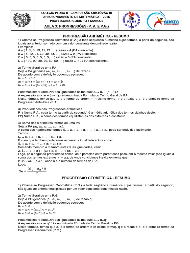 PA e PG | PDF | Conceitos matemáticos | Ensino de Matemática