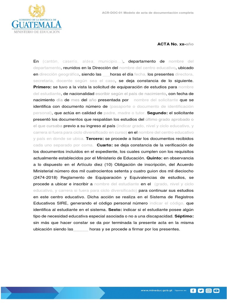 ACR-DOC-01 Modelo de Acta Documentacion Completa | PDF