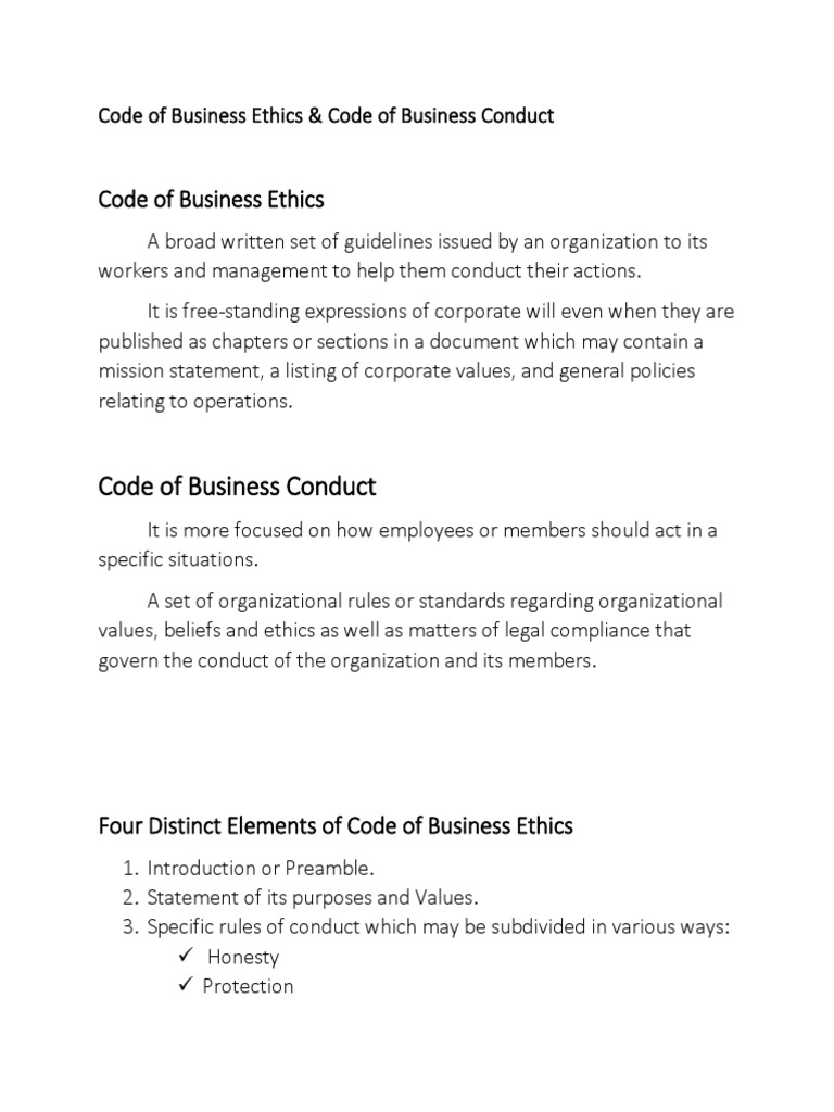 Code of Business Ethics | PDF | Business Ethics | Value (Ethics)