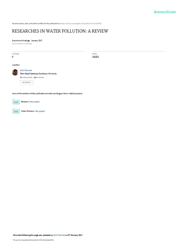 Akd Paper 2017 | PDF | Water Pollution | Sewage Treatment