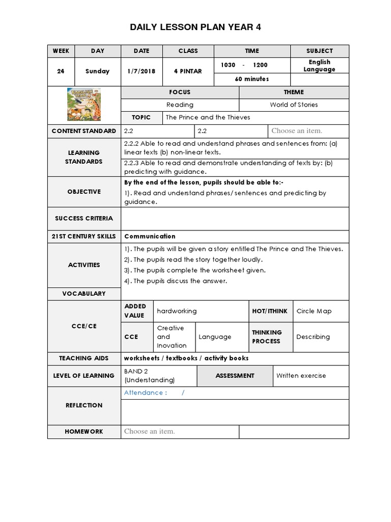 Daily Lesson Plan Year 4: Choose An Item | PDF