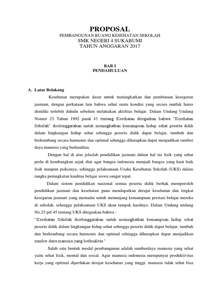 Proposal Ruang UKS 1 | PDF Proposal Ruang UKS 1 | PDF