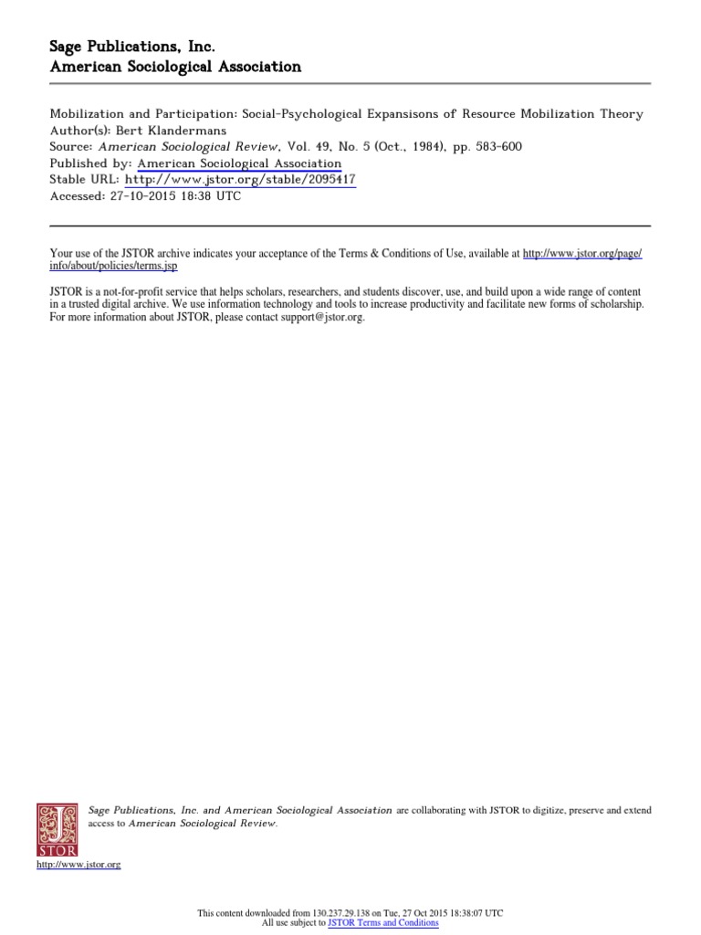 Mobilization and Participation: Social-Psychological Expansisons of ...