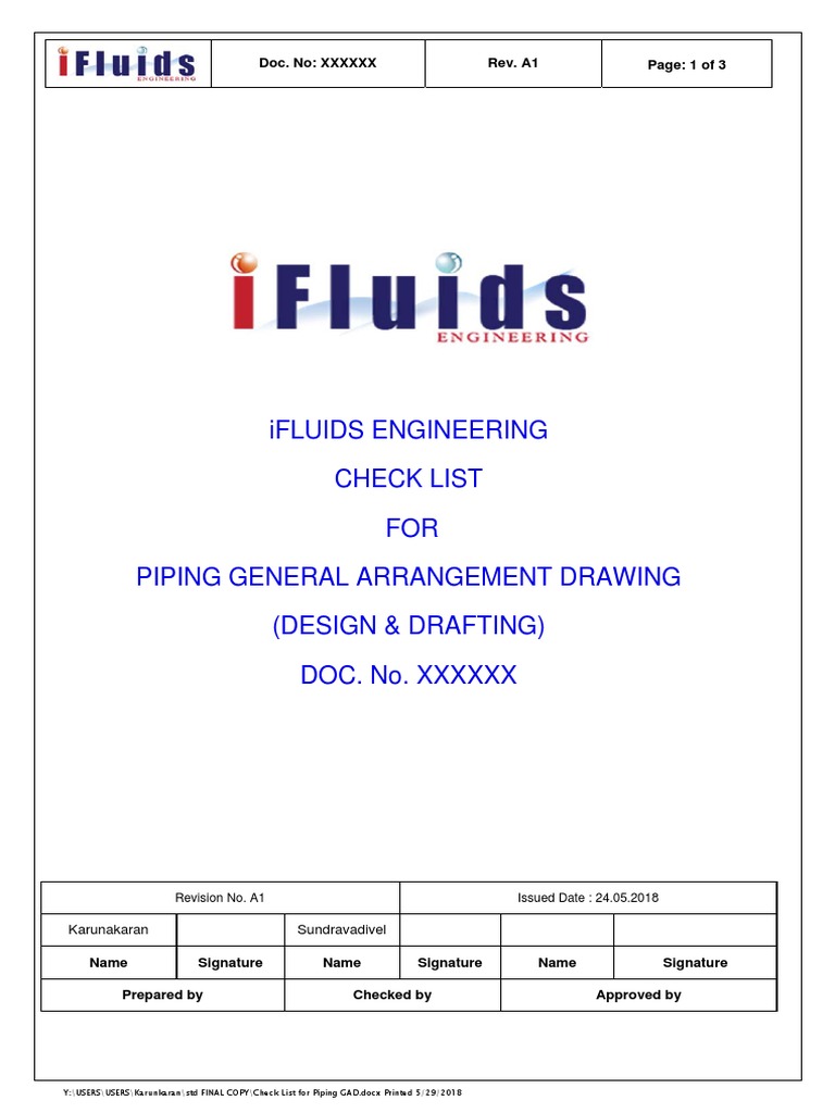 Piping GAD Checklist for Design & Drafting | PDF | 3 D Modeling | Computing