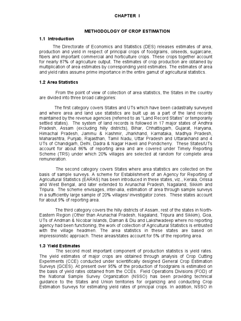 Methodology of Crop Estimation | PDF
