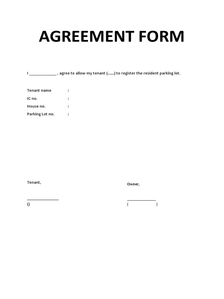 Tenant Parking Agreement Form | PDF