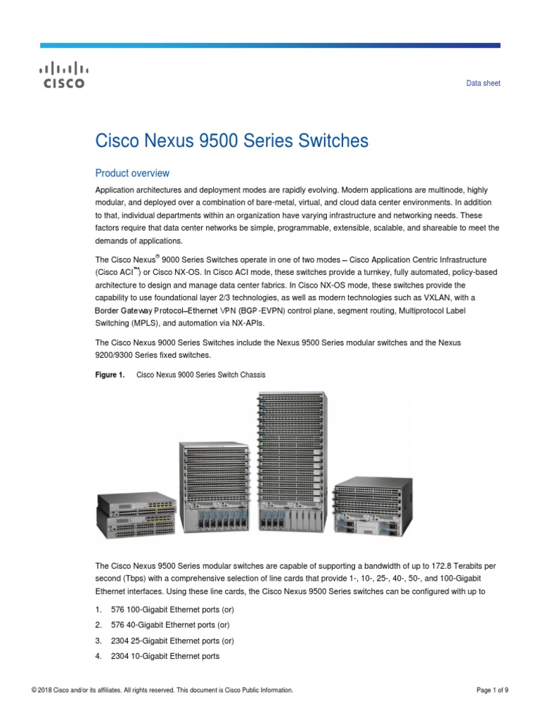 Cisco Nexus 9500 Series Switches: Product Overview | PDF | Network ...