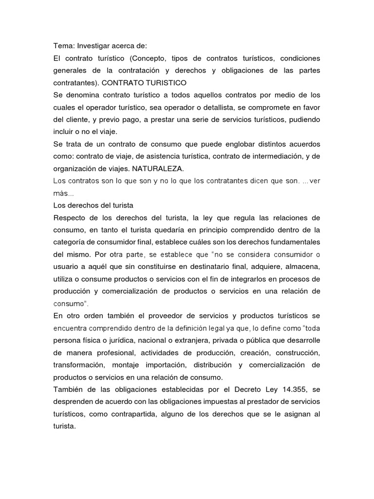 Contrato Turistico | PDF