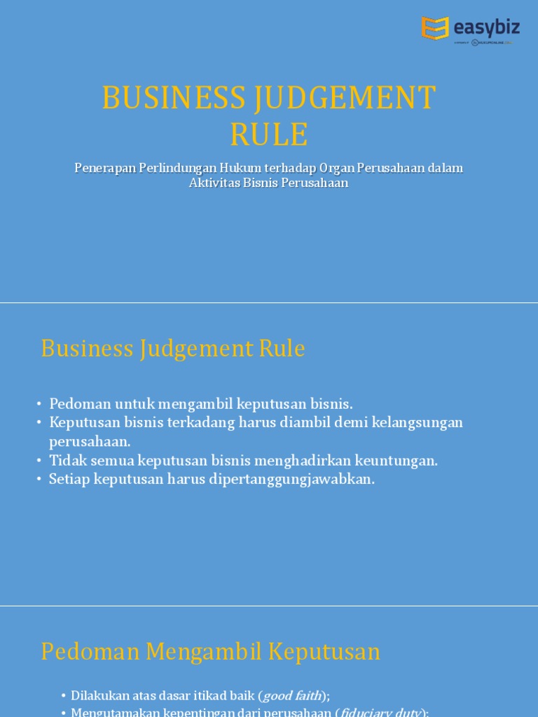Penerapan Business Judgment Rule di Indonesia | PDF