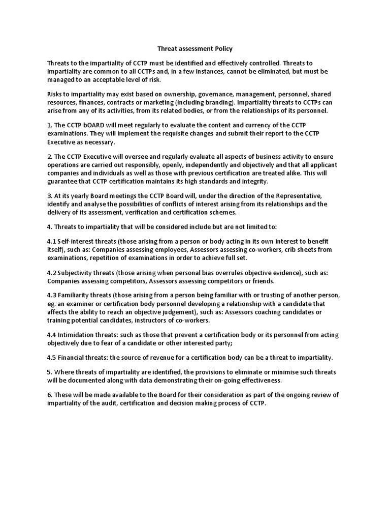 Impartiality en | PDF | Test (Assessment) | Risk