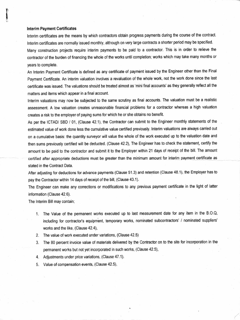 Interim Payment Certificates | PDF | Valuation (Finance) | Invoice