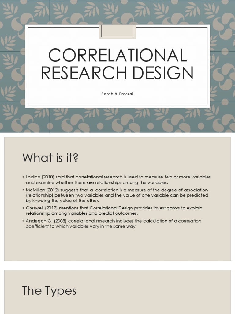 Correlational Research Design: Sarah & Emeral | Download Free PDF ...