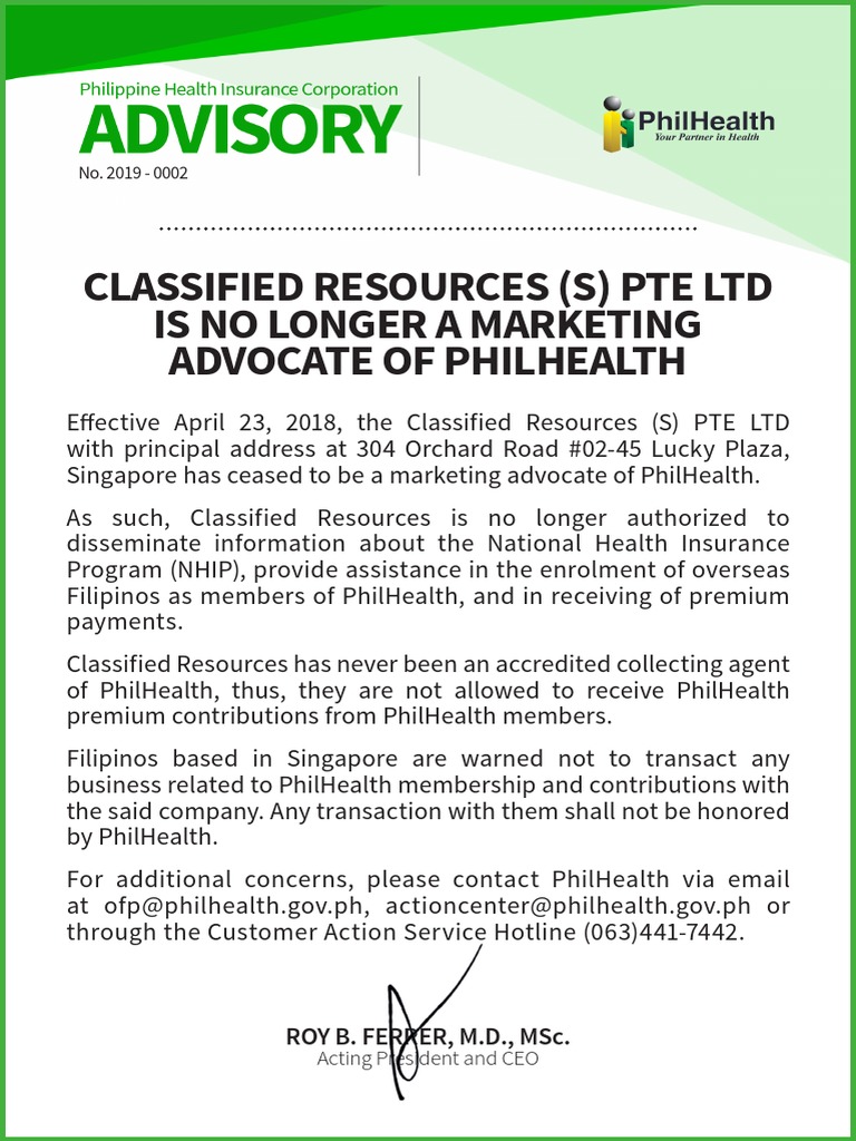Philhealth Advisory 2019 PDF | PDF