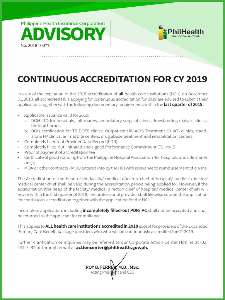 Philhealth Advisory 2019 | PDF