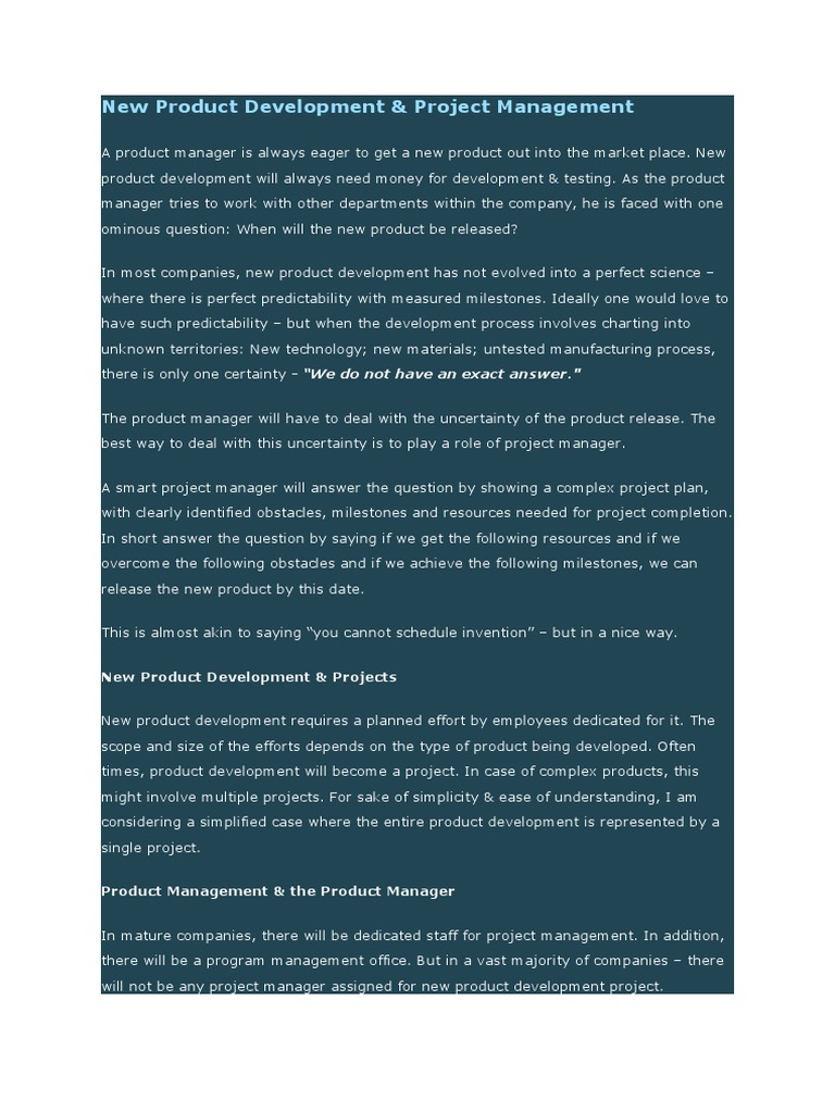 New Product Development & Project Management | PDF | Microsoft Windows ...
