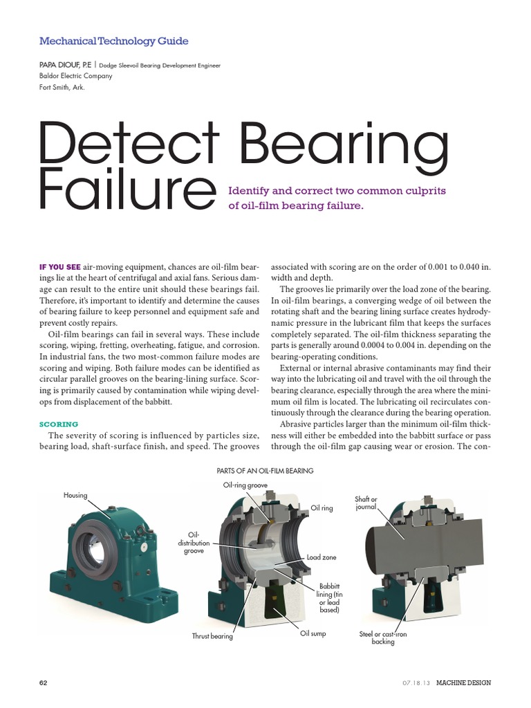 Bearing Failure PDF | PDF | Bearing (Mechanical) | Belt (Mechanical)