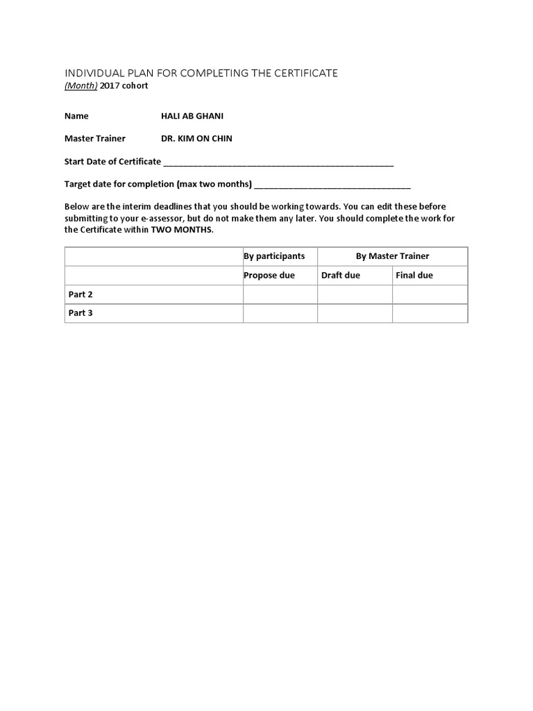Example of Individual Plan | PDF