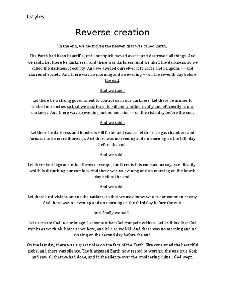 Reverse Creation | PDF