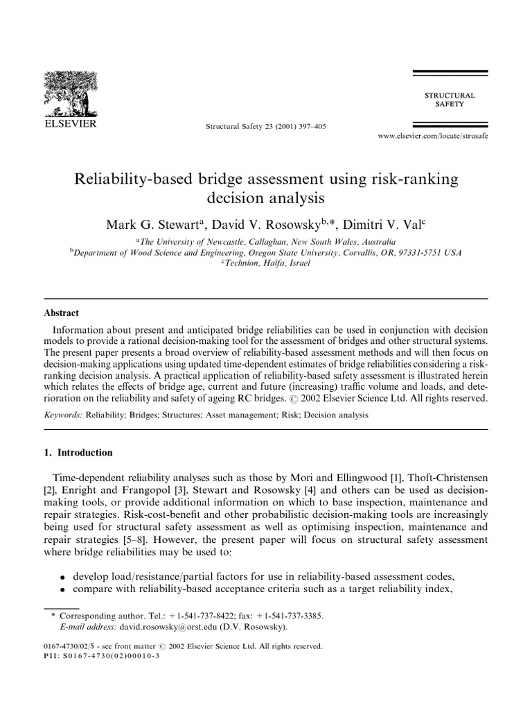 Reliability-Based Bridge Assessment Using Risk-Ranking Decision ...