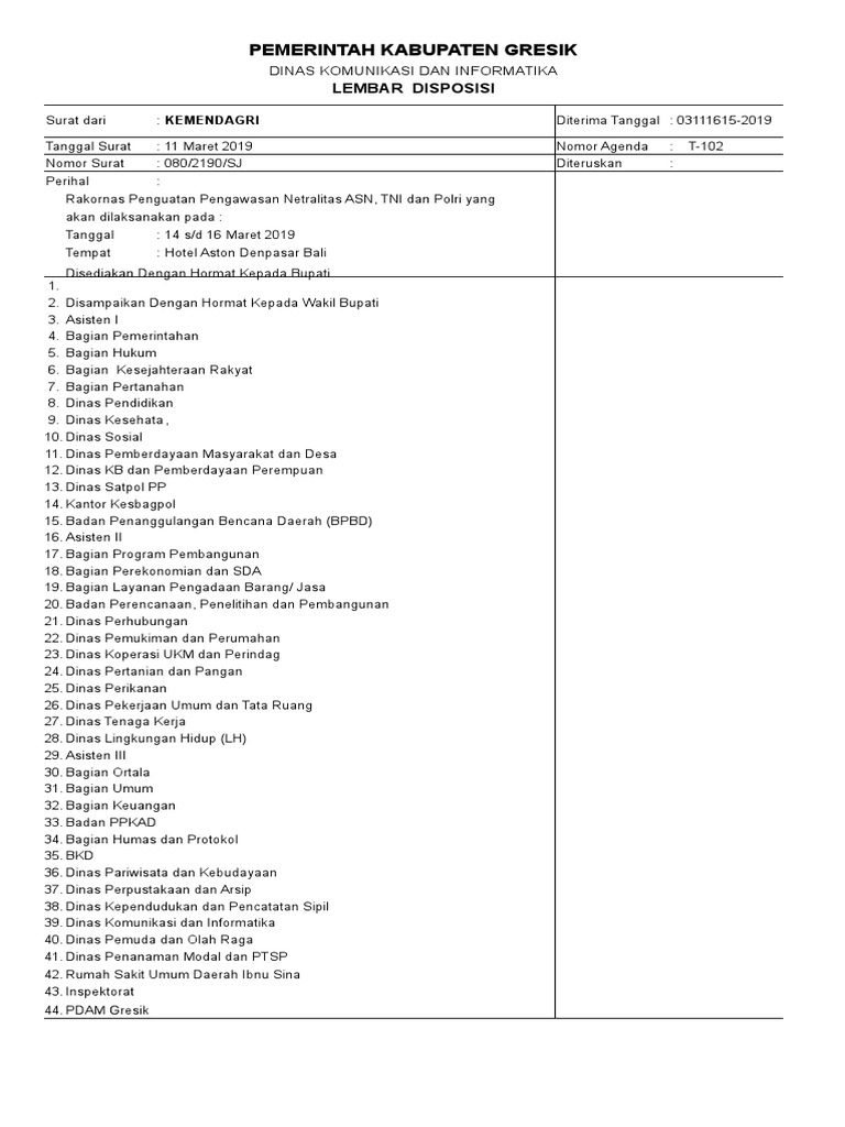 Lembar Disposisi | PDF