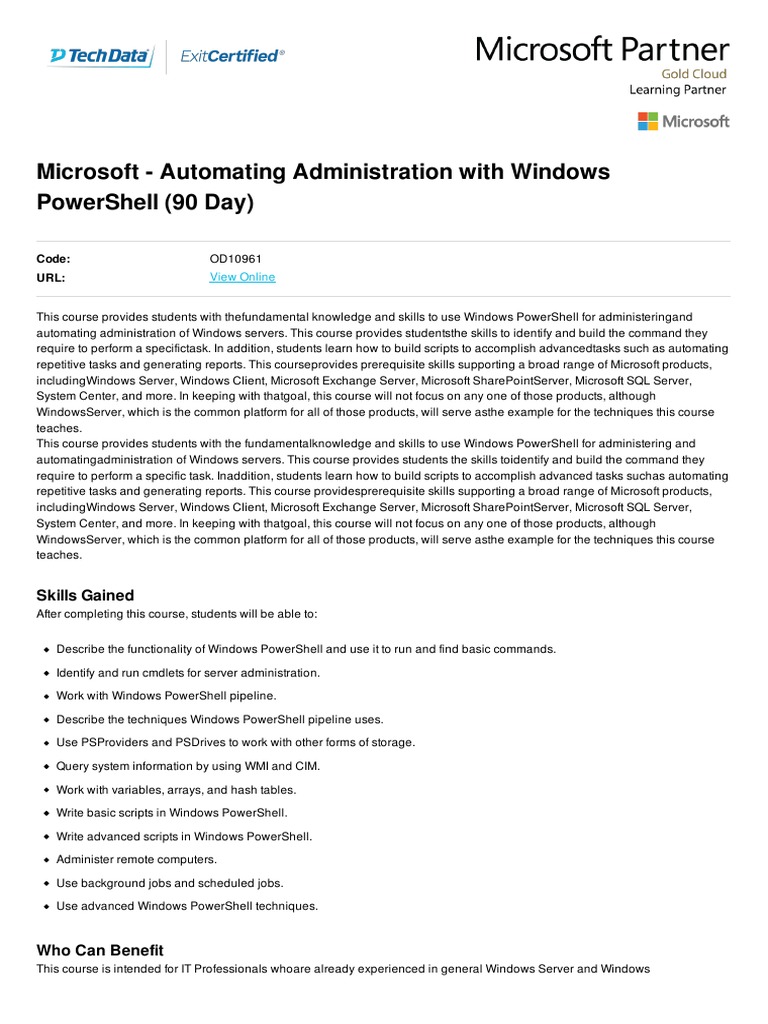 Automating Administration With Windows Powershell 90 Day PDF | PDF ...