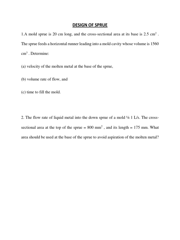 Calculating Sprue Dimensions to Ensure Efficient Filling of Molds ...