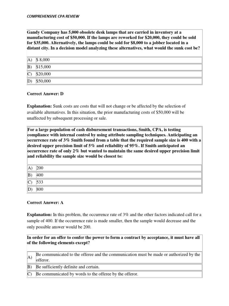 CPA REVIEW Questions - LAMBERS | PDF | Auditor's Report | Net Present Value